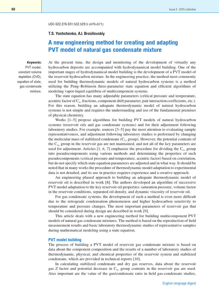 A New Engineering Methos For Creating and Adapting PVT Model of Natural ...