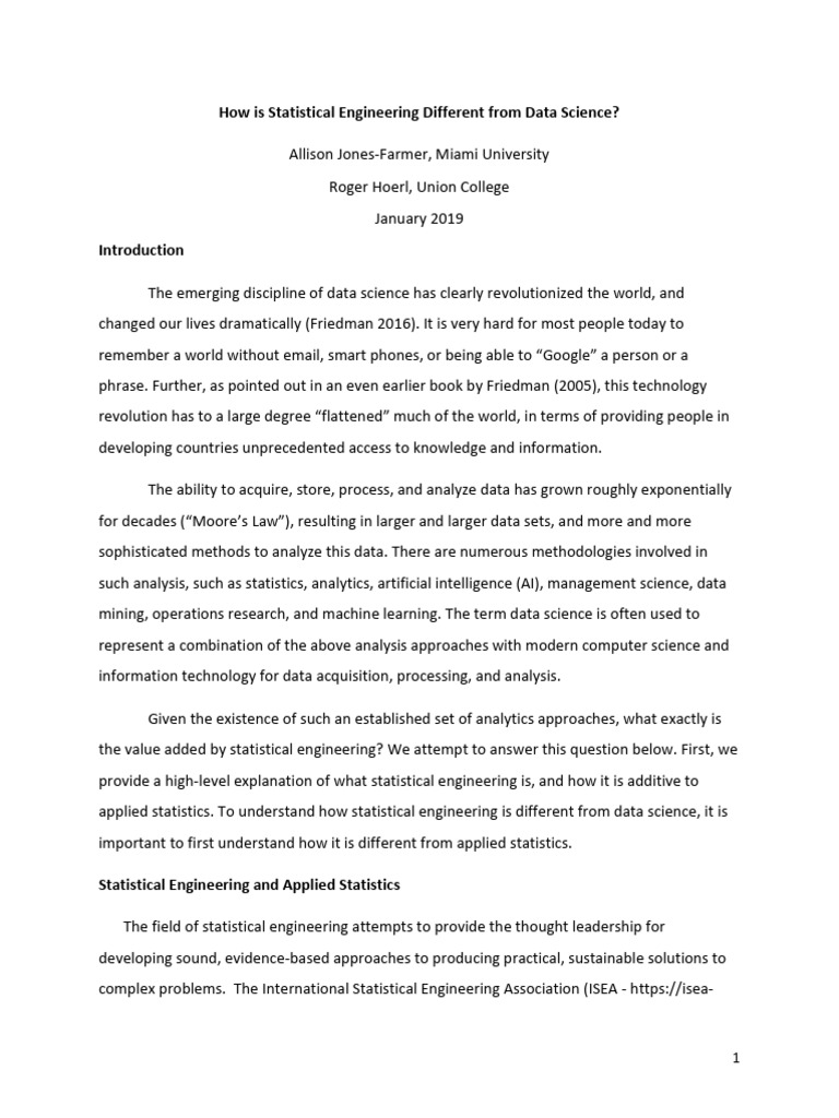 How Is Statistical Engineering Different From Data Science | PDF | Data ...