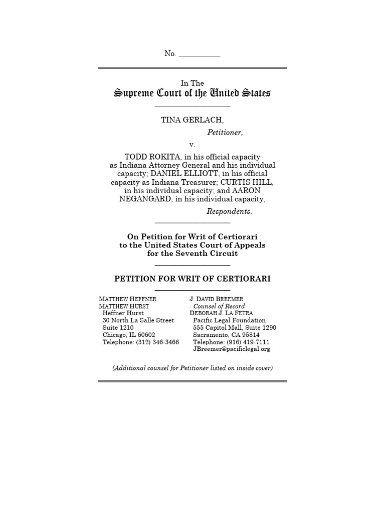 Petition For Writ of Certiorari, Gerlach v. Rokita, No. 24-21 (U.S July ...