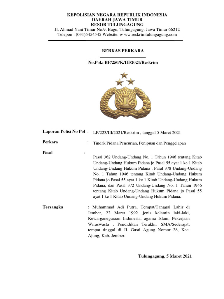 A. Cover Sampul Berkas Perkara | PDF