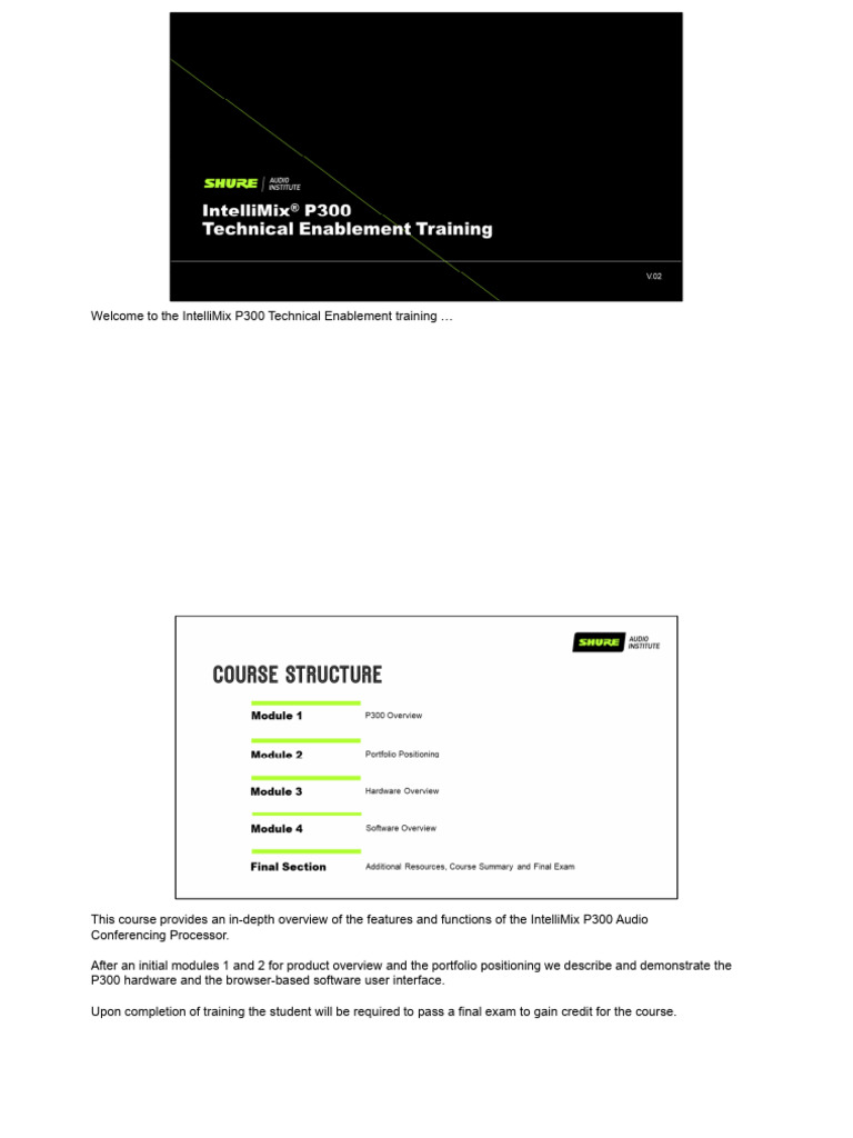 P300 Tech Enablement Training - Rev2 - Handout | PDF | Microphone ...
