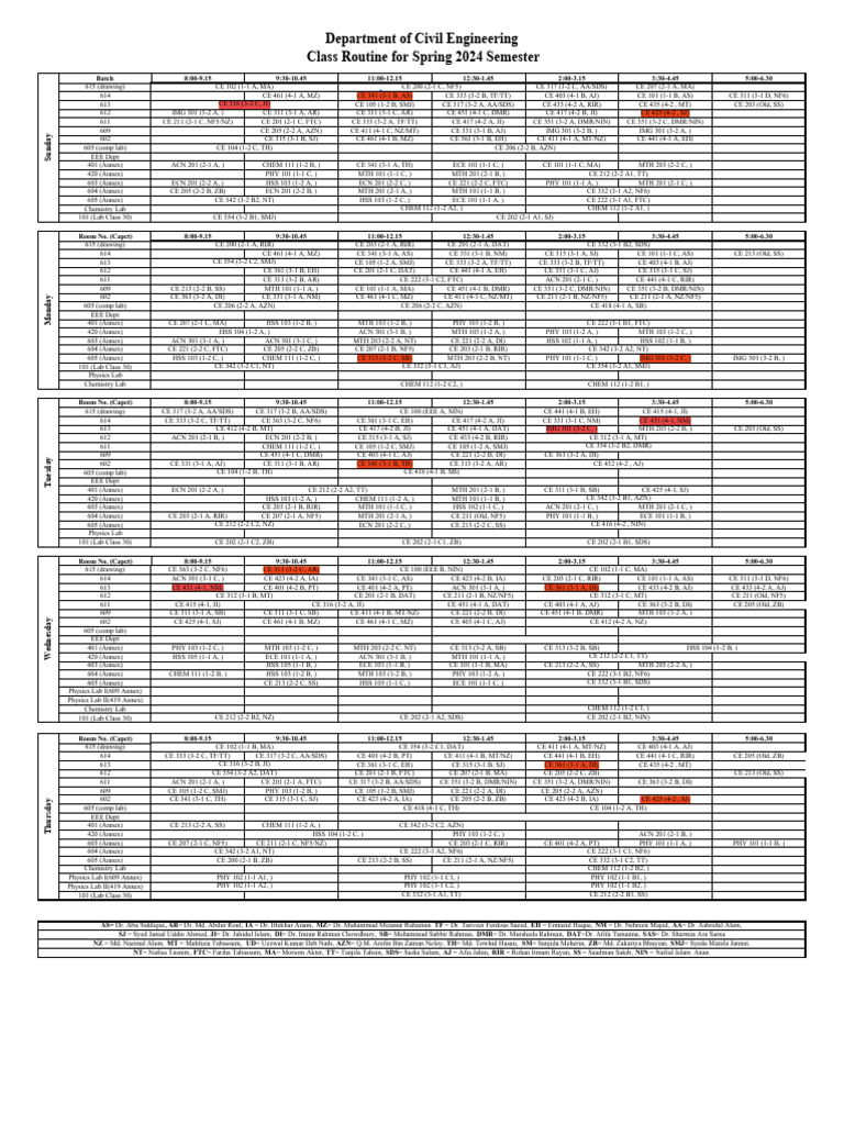Class Routine Spring 2024 | PDF
