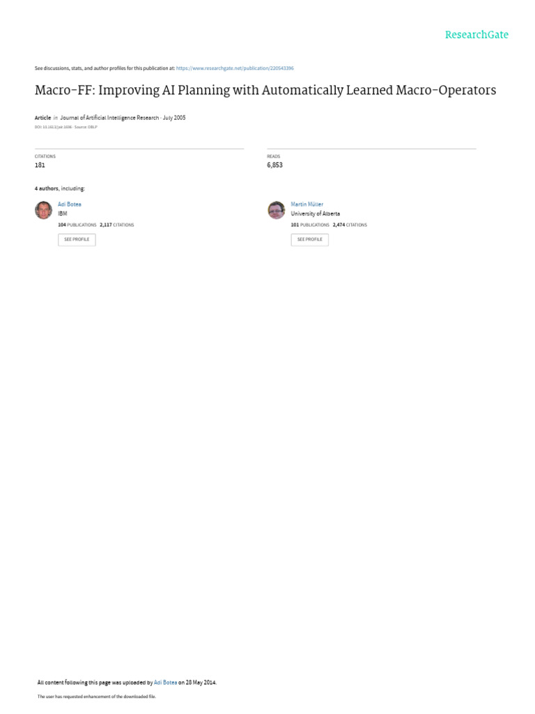 Macro-FF: Enhancing AI Planning | PDF | Abstraction (Computer Science ...
