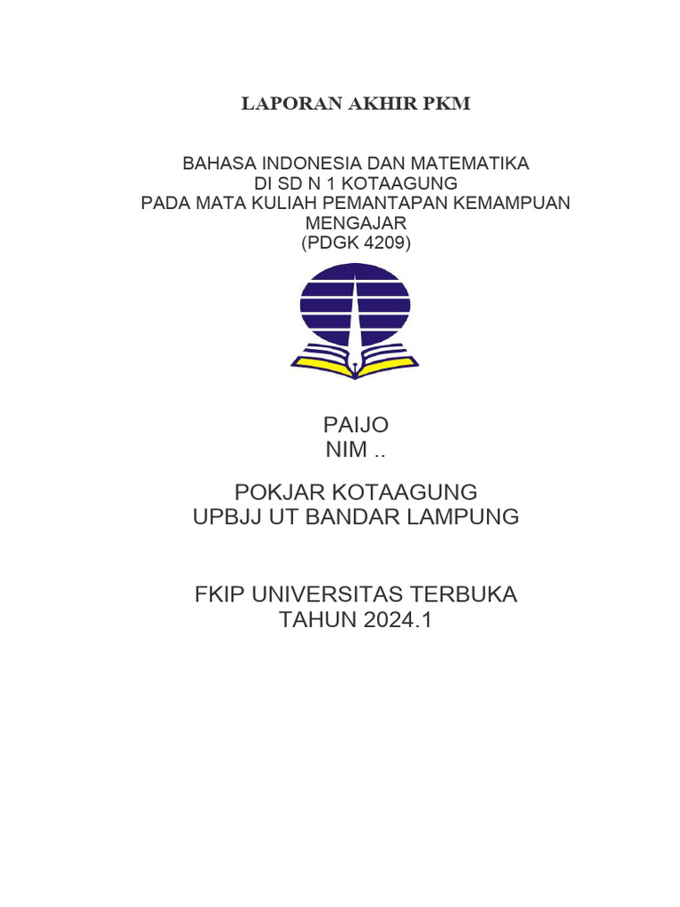 Contoh Laporan PKM-PGSD | PDF | Karier & Perkembangan | Seni