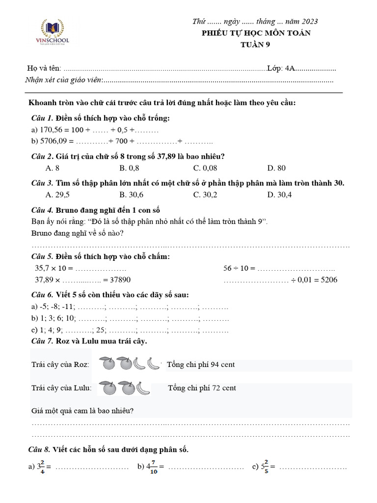 K4 - Toan - Tuan 9 | PDF