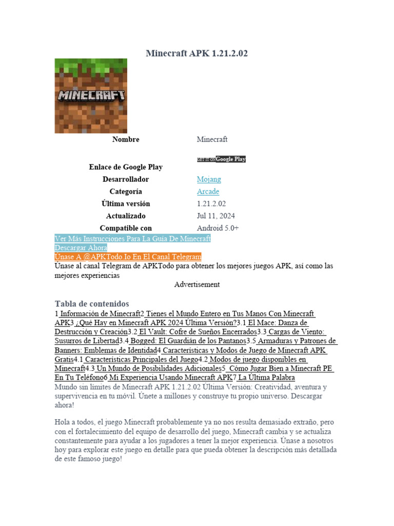 Minecraft APK 1 | PDF | Minecraft