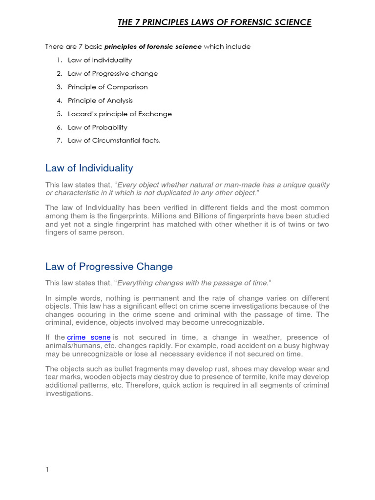 Forensic Science Principles | PDF | Forensic Science | Crime Scene