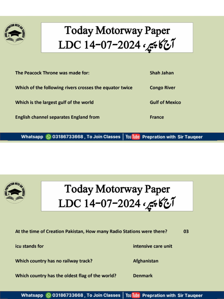 LDC Today NHMP national highway Paper solved 14-07-2024 | PDF