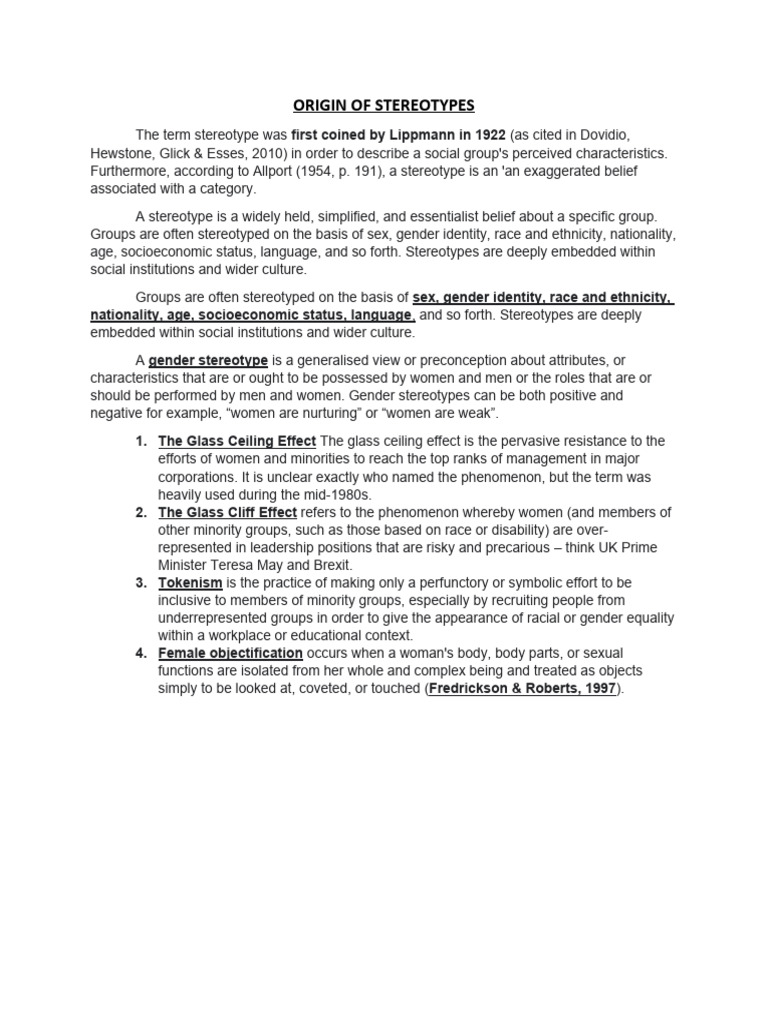 Origin of Stereotypes | PDF