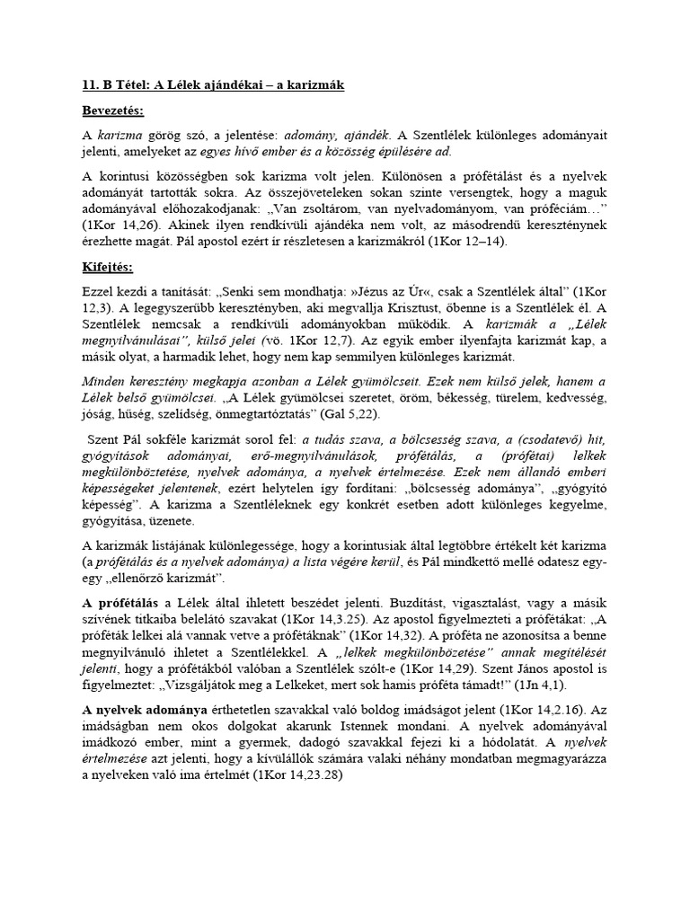 11.B Lélek Ajándékai A Karizmák | PDF