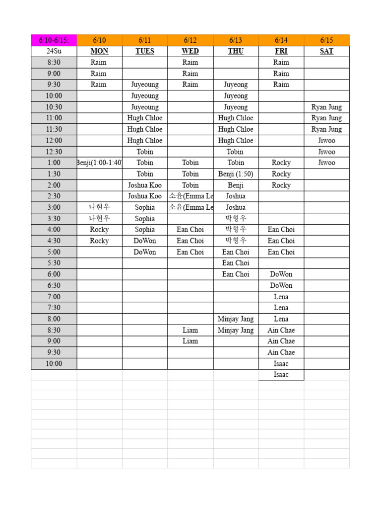 Summer 2024 Schedule Parents' Version | PDF