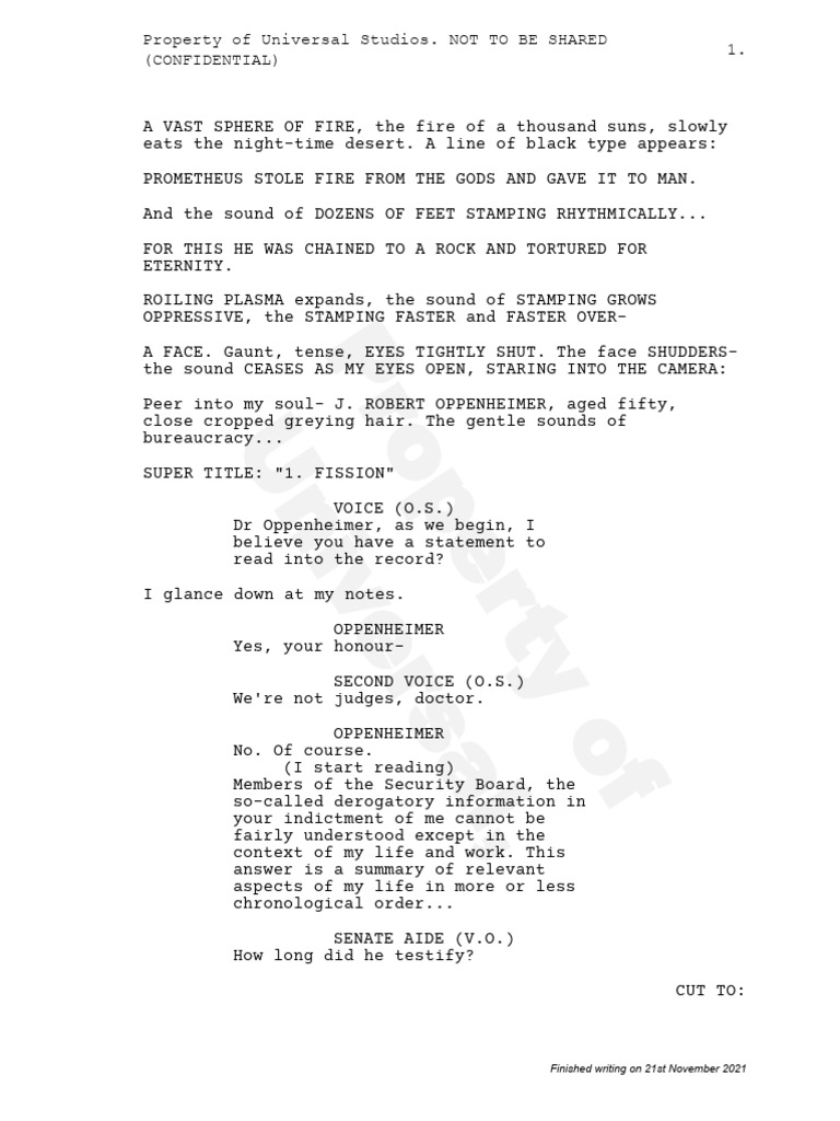 Oppenheimer Script - Sghfi | PDF | Physics