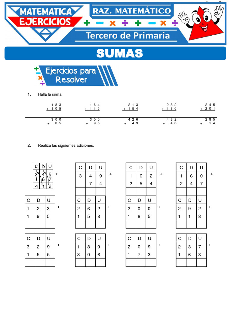 Sumas-para-Tercer-Grado-de-Primaria | PDF