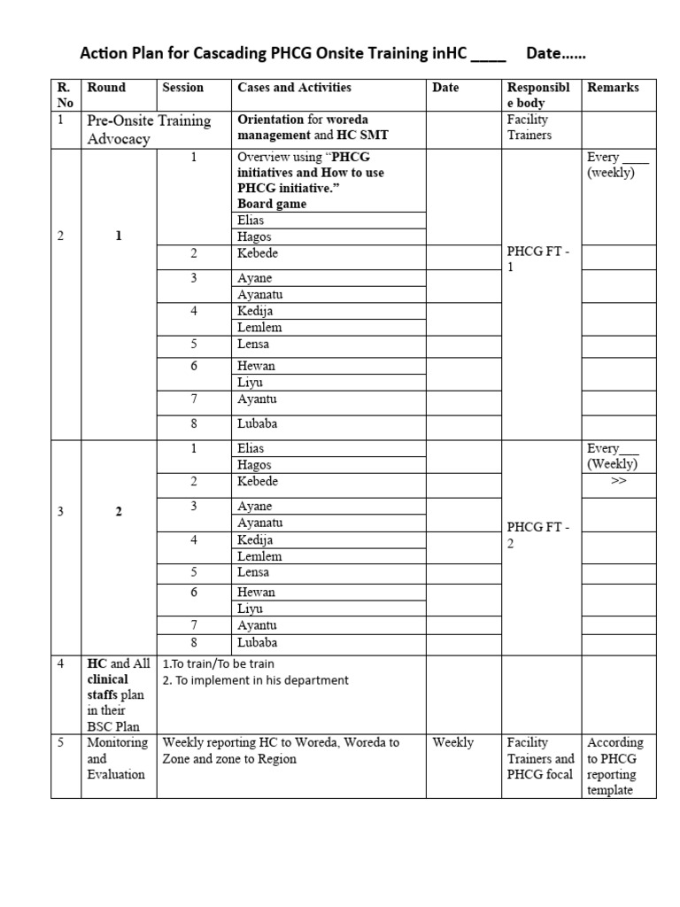 Action Plan PHCG | PDF
