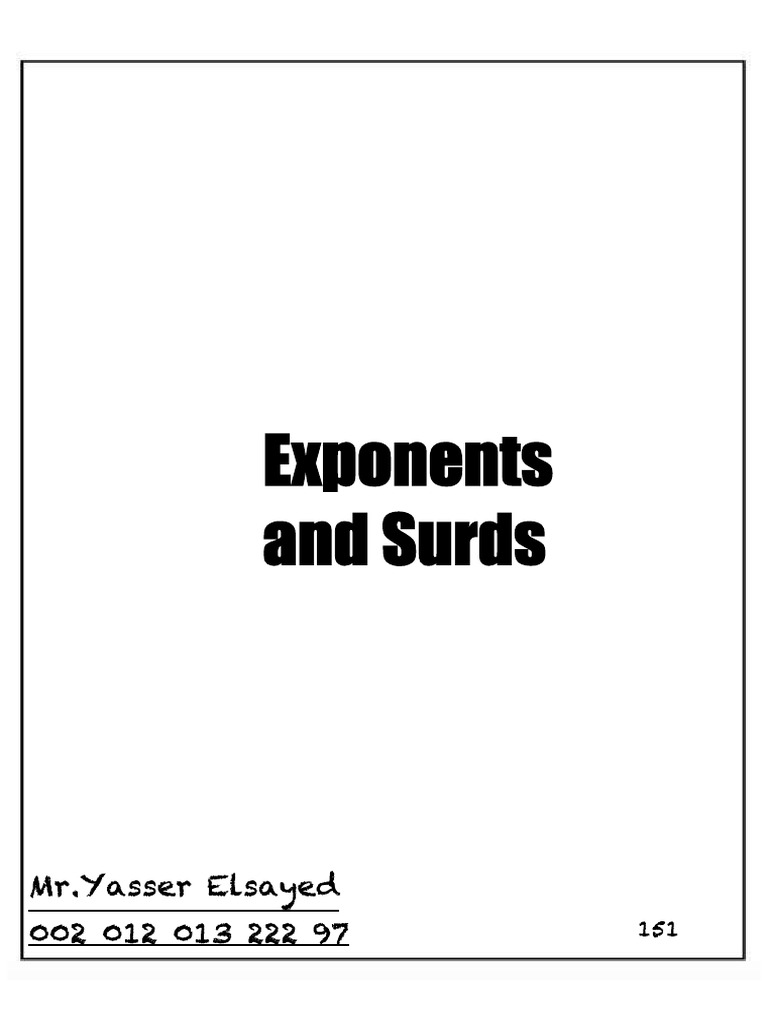 9 Exponents and Surds Paper 2 Part 1 | PDF