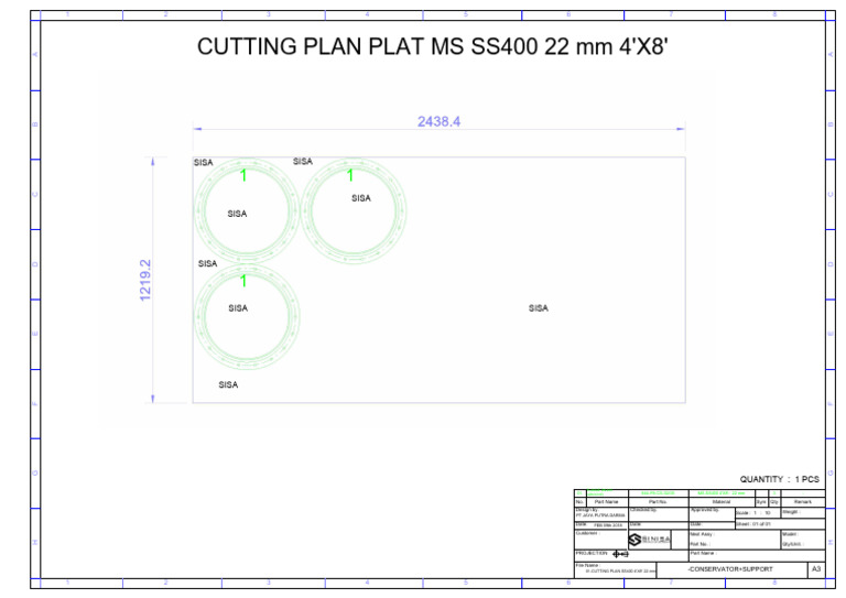 1.cutting Plan Plat SS400 22 MM | PDF