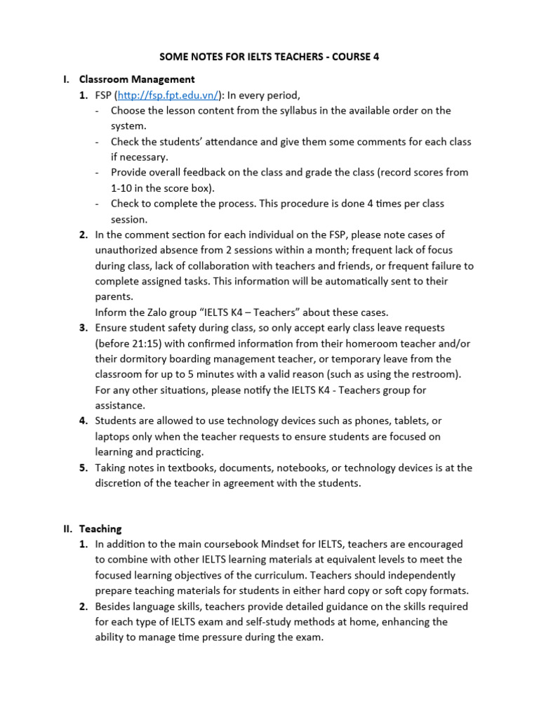 Some Notes For Ielts Teachers - Course 4 | PDF