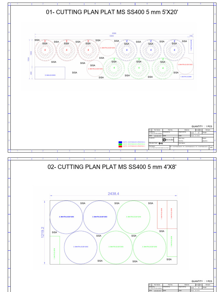 Cutting Plan SINISA Plat 5 MM - (Revisi 28012018) | PDF