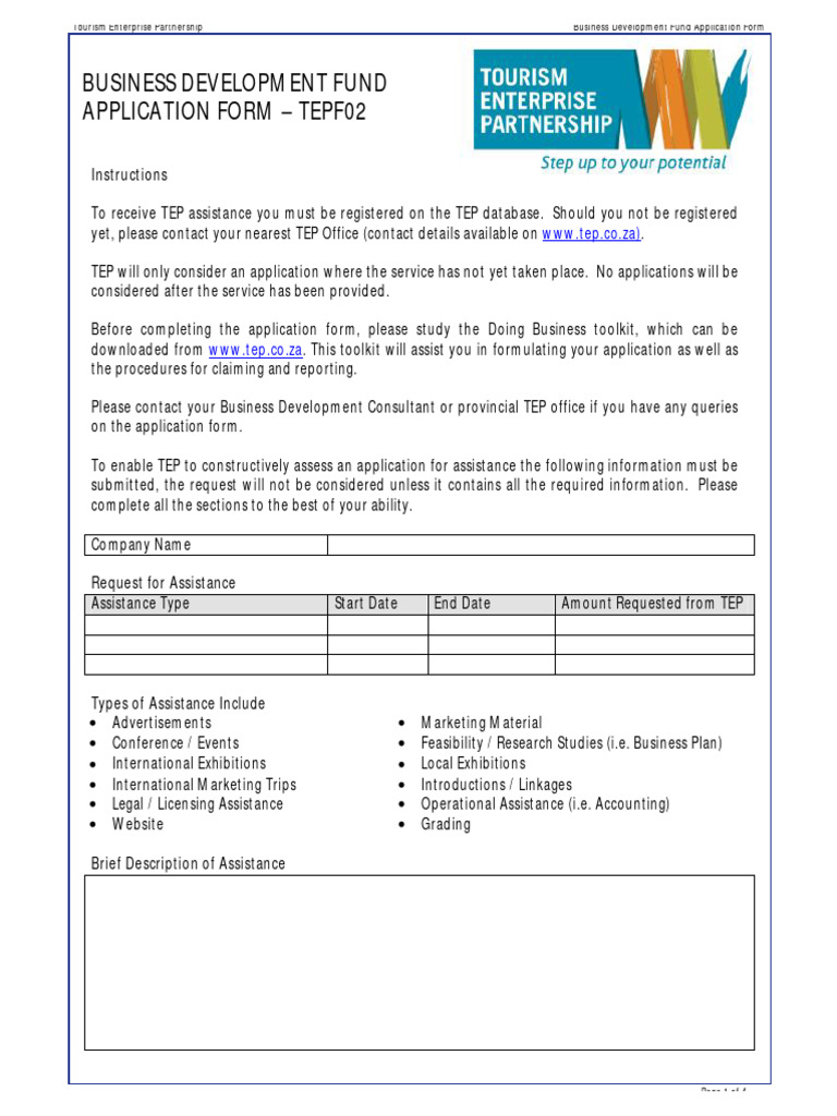 TEP Business Fund Application Form | PDF | Business | Invoice