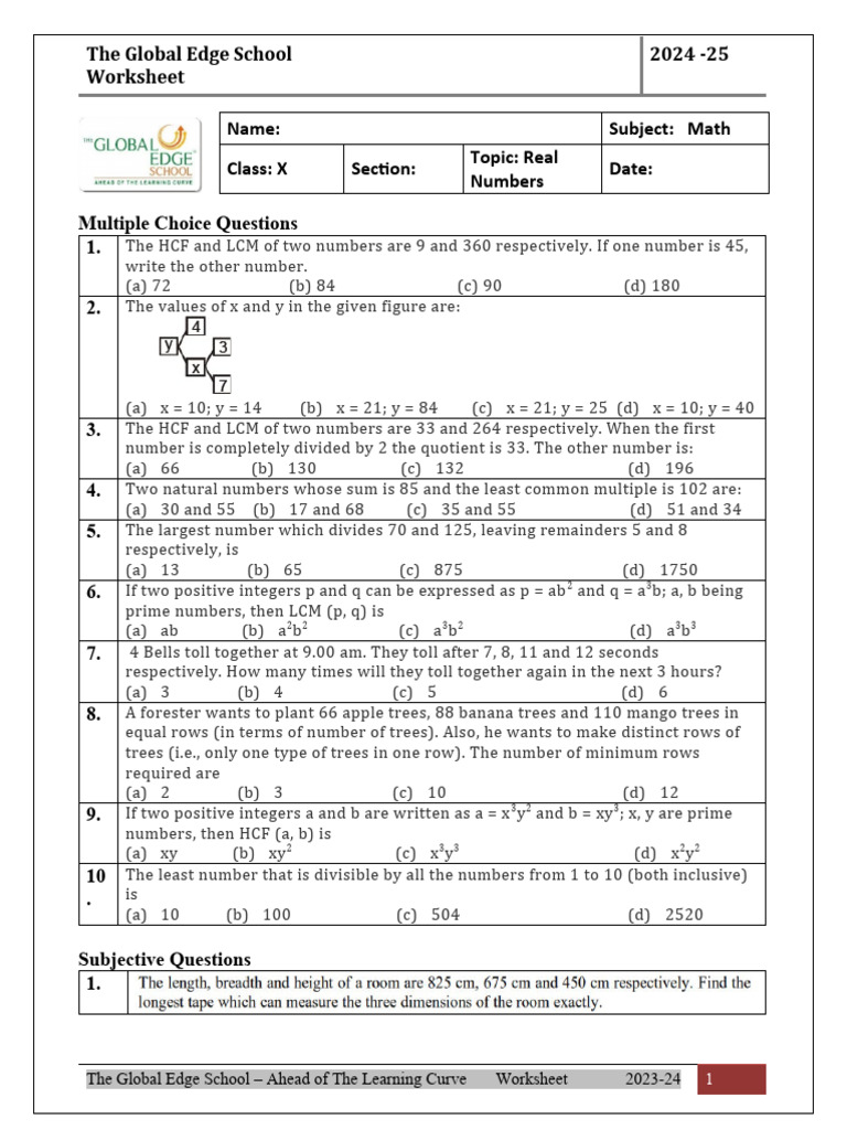 Real Numbers - Grade X | PDF | Numbers | Arithmetic