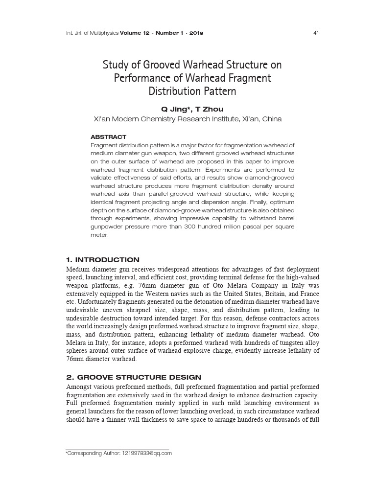 Study of Grooved Warhead Structure On Performance | PDF | Gun | Stress ...