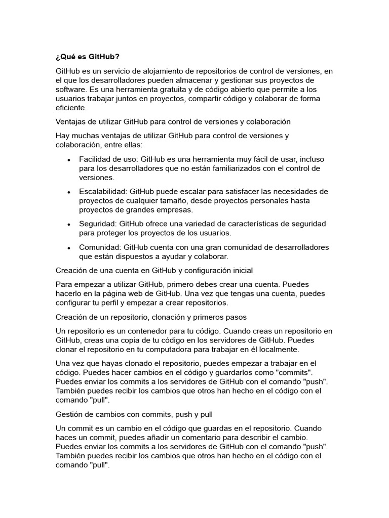 Qué Es GitHub | PDF | Control de versiones | Desarrollo de software