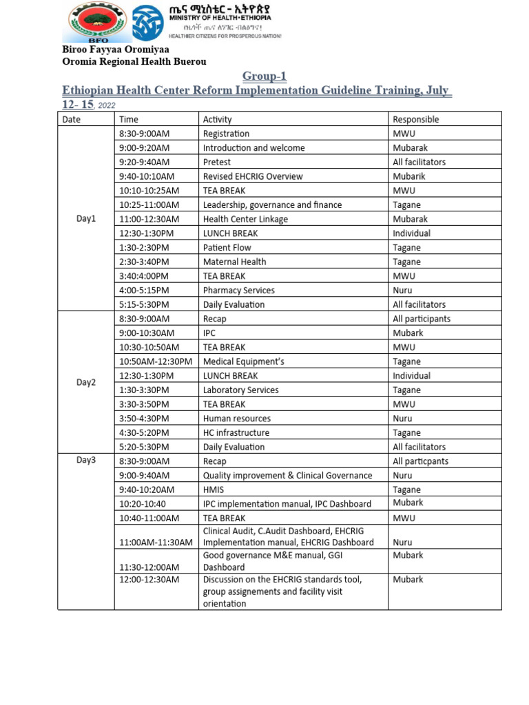 Revised_Ethiopian_Health_Center_Reform_Basic_training_schedule_June ...