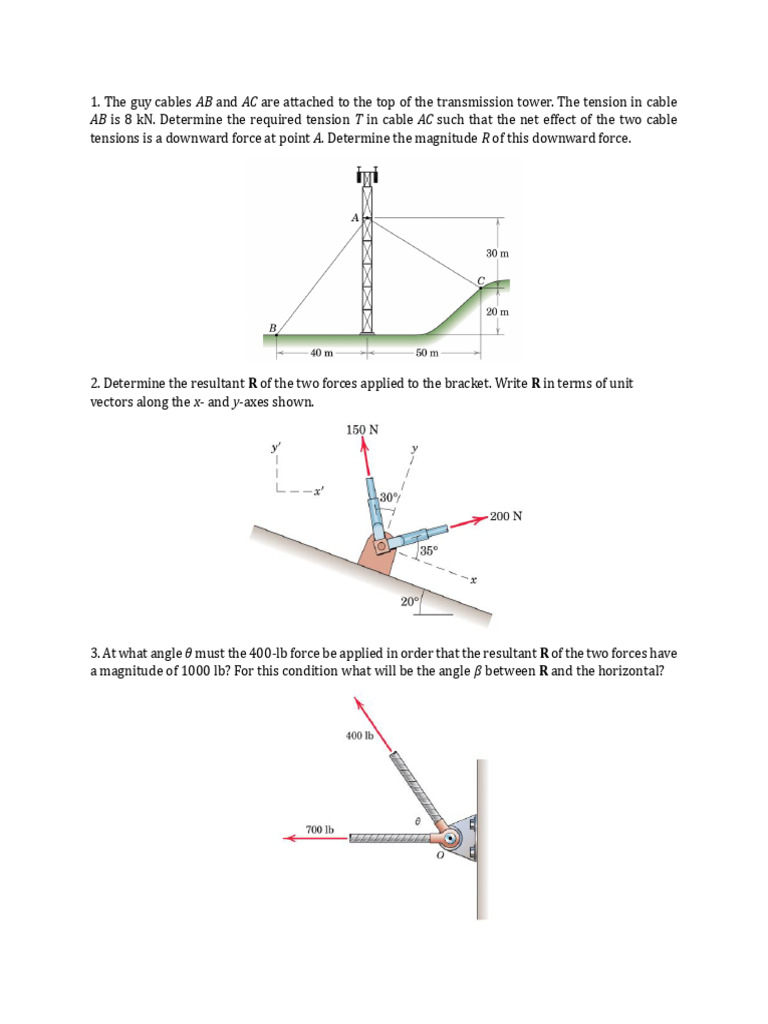 AB Is 8 Kn. Determine The Required Tension T in Cable AC Such That The ...
