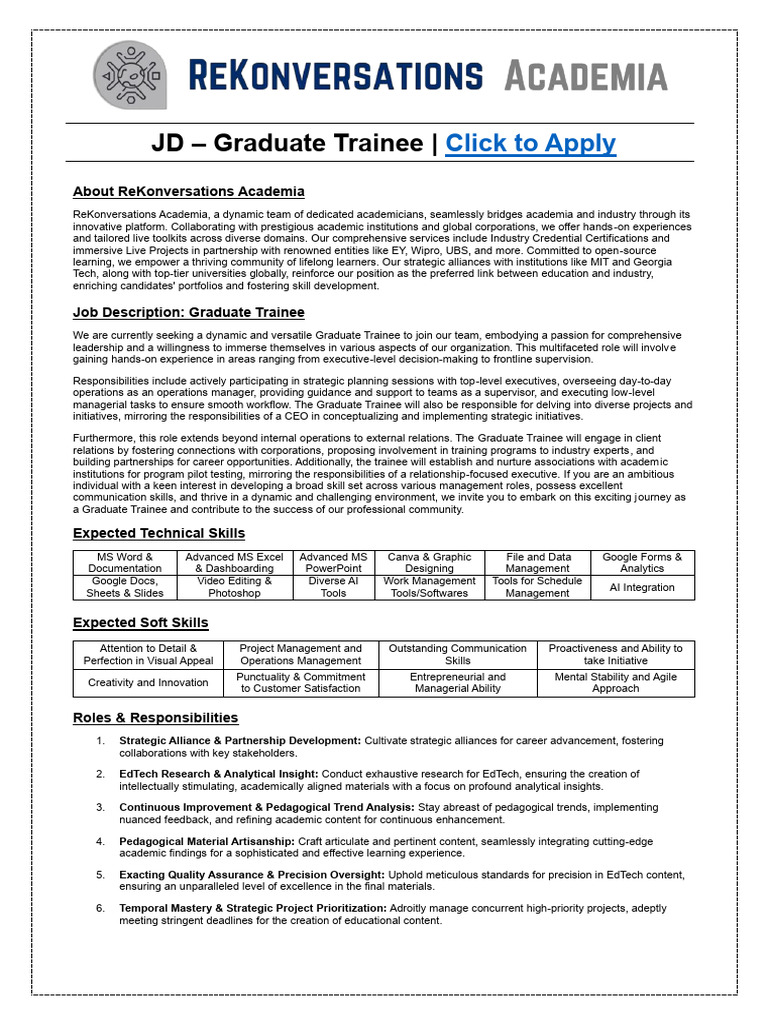 JD - Management Trainee | PDF | Educational Technology | Business