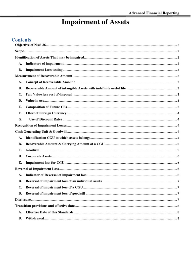Impairment of Assets | Download Free PDF | Goodwill (Accounting ...