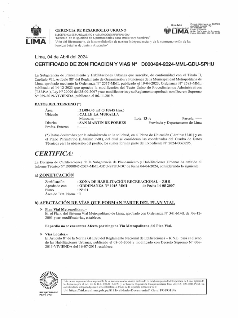 Crtf-Zonificación y Vías - 4333493 | PDF