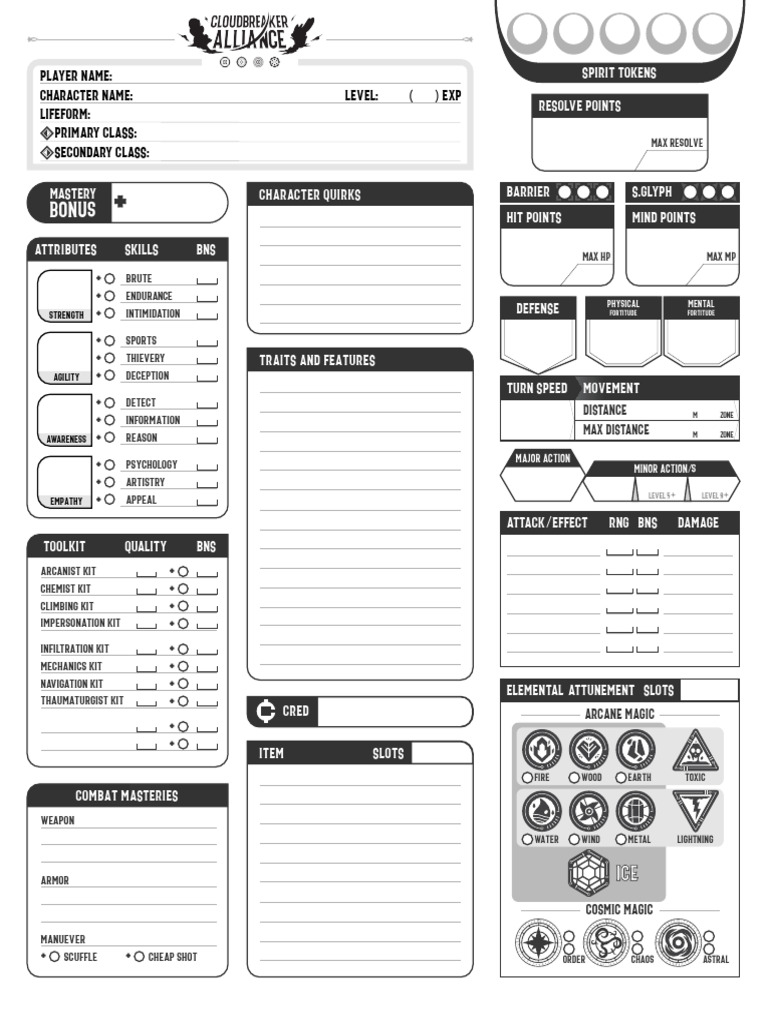 Character Sheet for RPG Game | PDF | Gaming | Tabletop Games