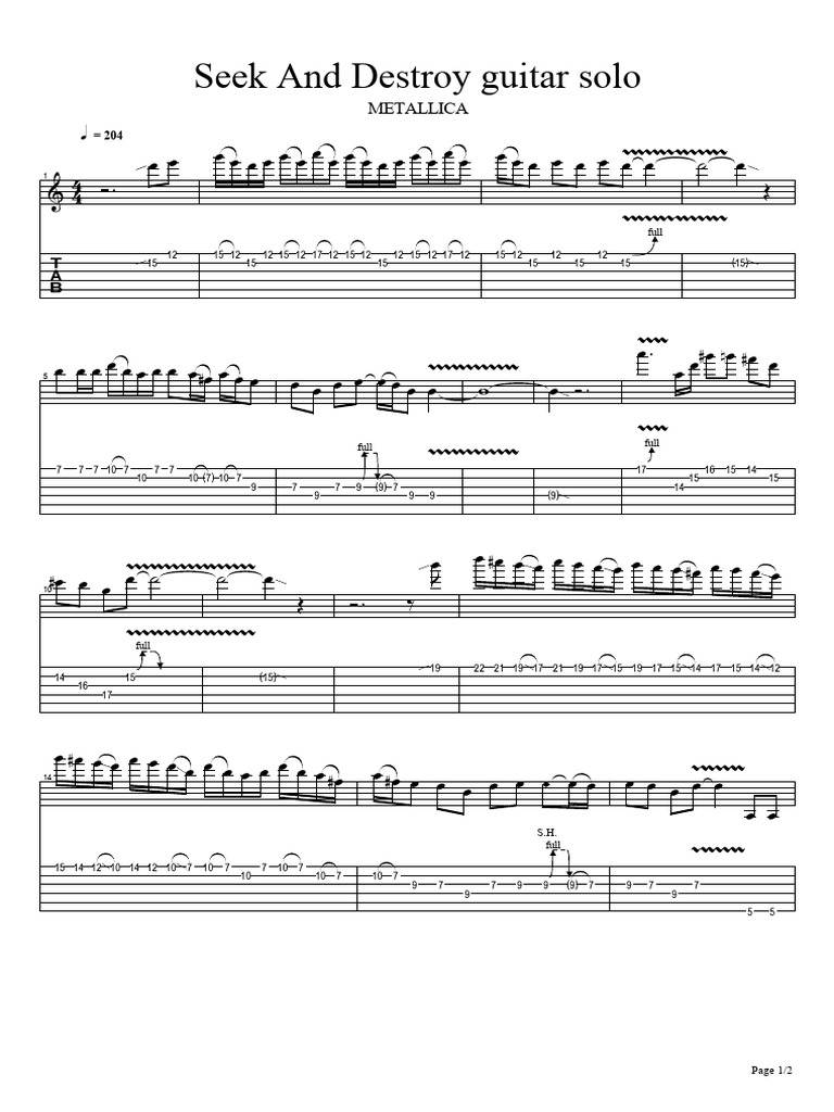 Metallica - Seek and Destroy Guitar Solo | PDF Metallica - Seek and Destroy Guitar Solo | PDF