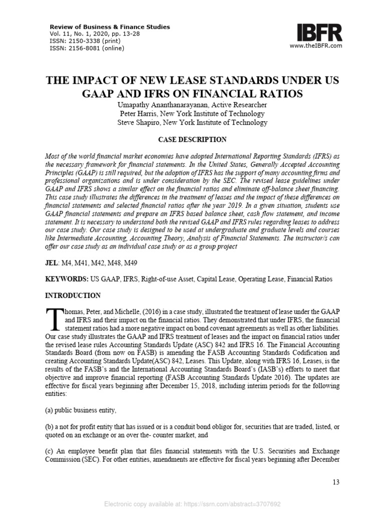 The Impact of New Lease Standards Under Us Gaap and Ifrs On Financial ...