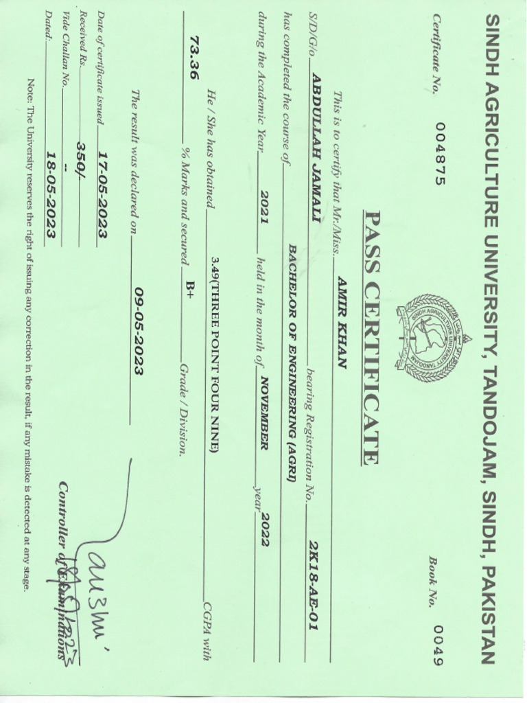 Pass Certificate | PDF