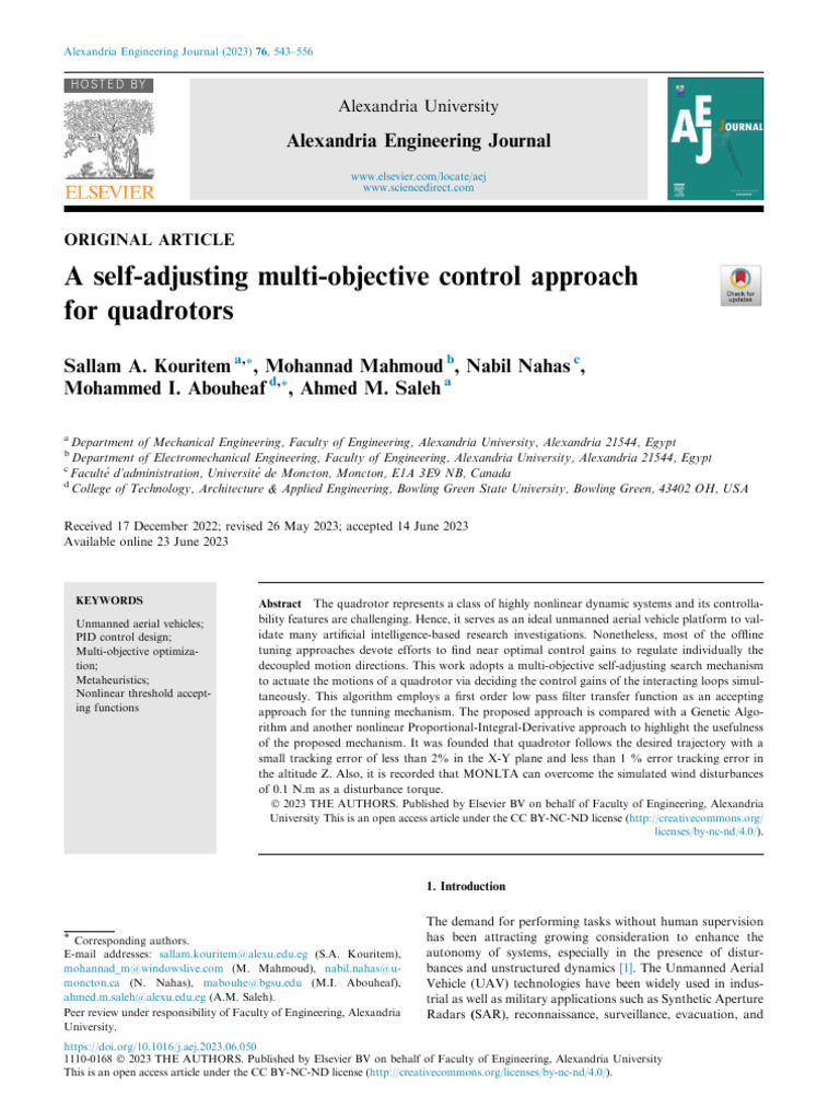 A Self Adjusting Multi Objective Control Approach Pdf Control