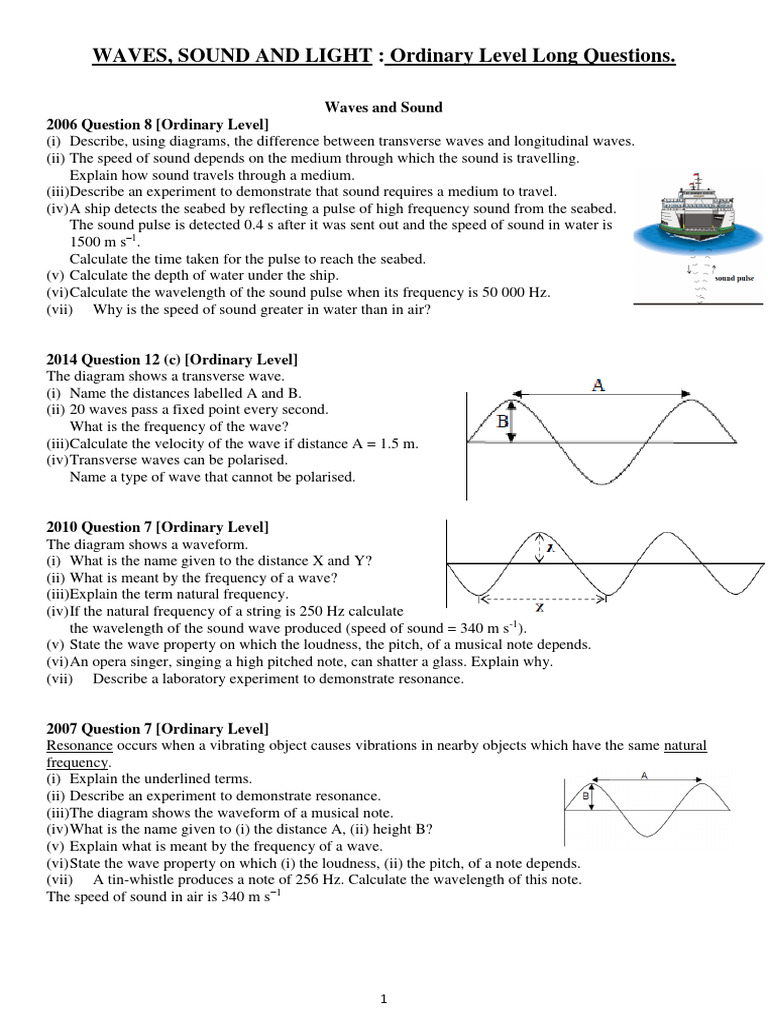 Waves Sound Light-Questionsol | PDF | Electromagnetic Radiation | Waves