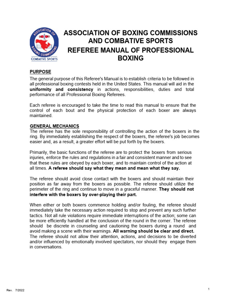 Box Ref Manual July 2022 | PDF | Concussion | Referee
