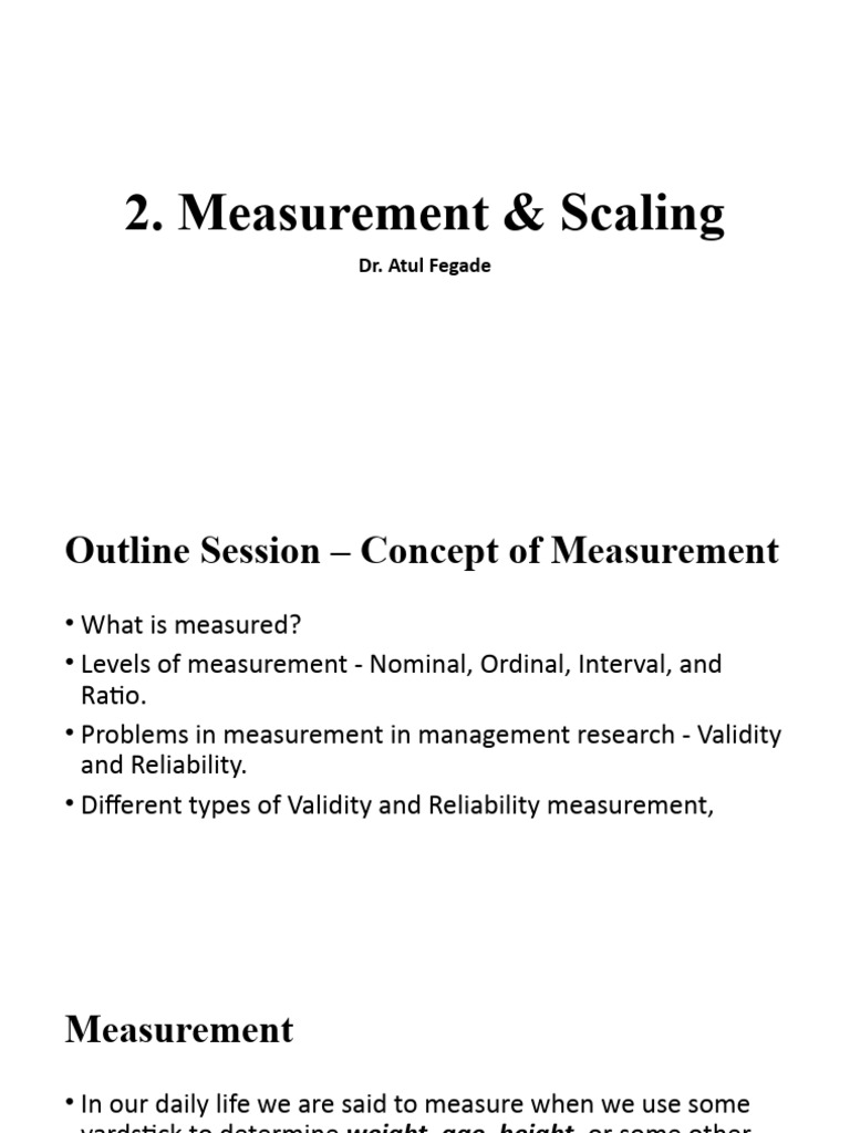 Unit 2 Measurement & Scaling | PDF | Level Of Measurement | Survey Methodology