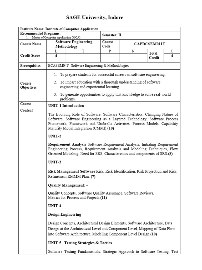 CAPDCSEM011T - Software Engineering Methodology | PDF | Software Development Process | Software ...