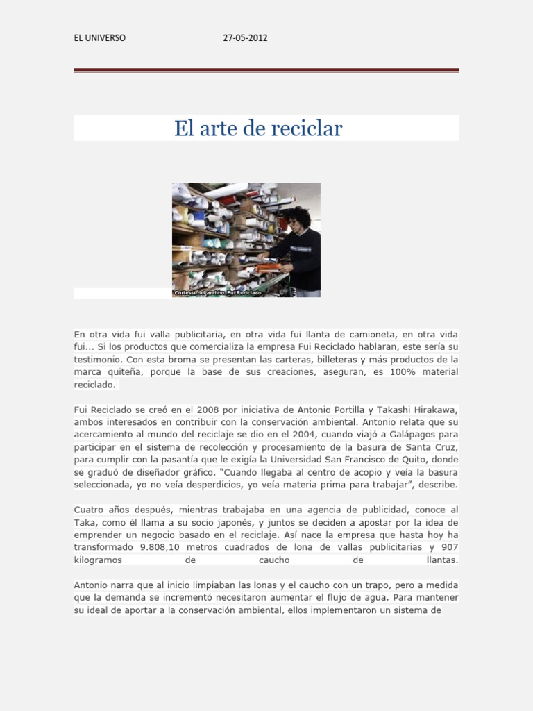 El Arte de Reciclar | PDF | Reciclaje | Residuos