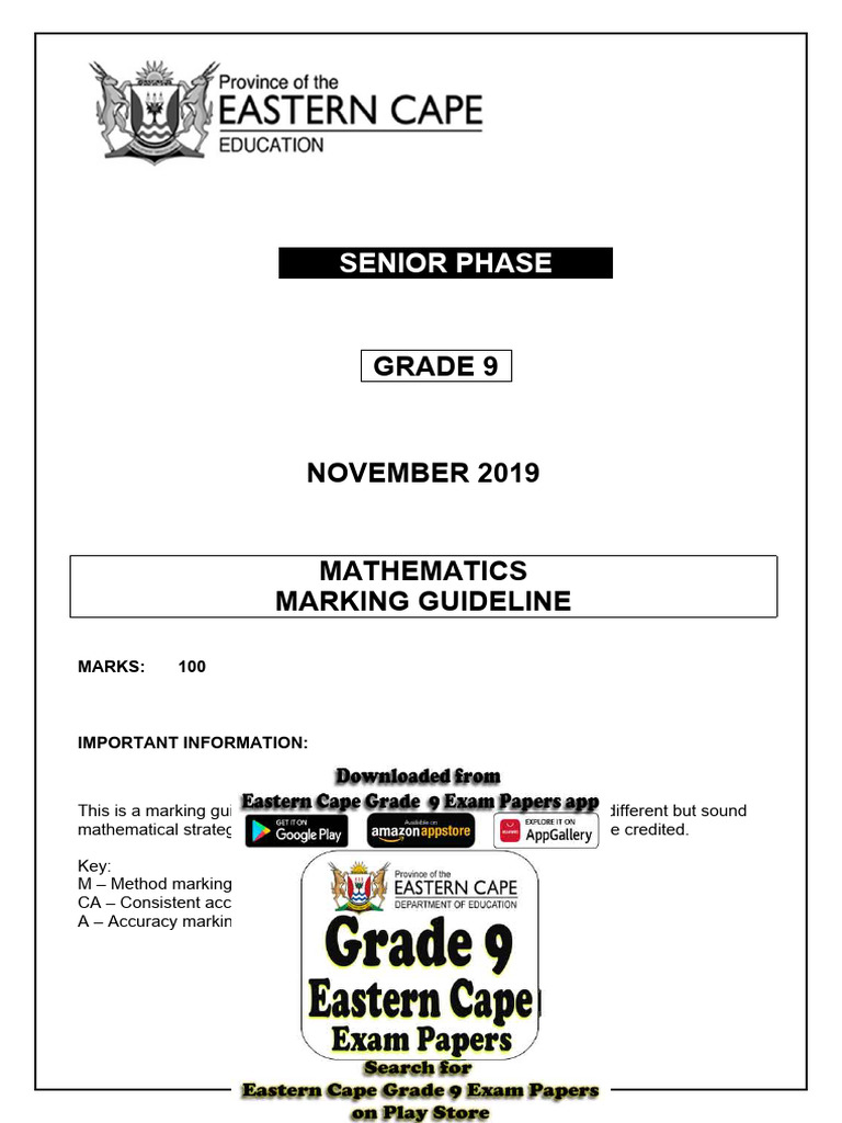 Maths Memo Gr9 Nov2019 - Eng D | PDF | Mathematics