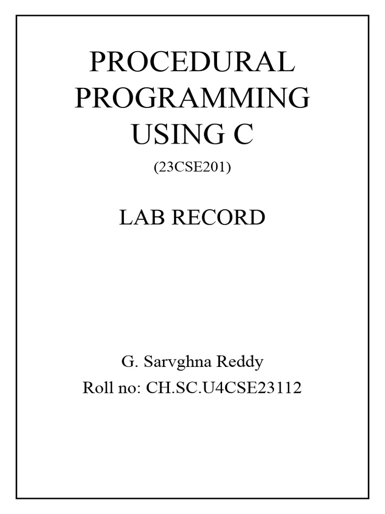 Procedural Programming Using C | PDF | Computer Engineering | Computer Science