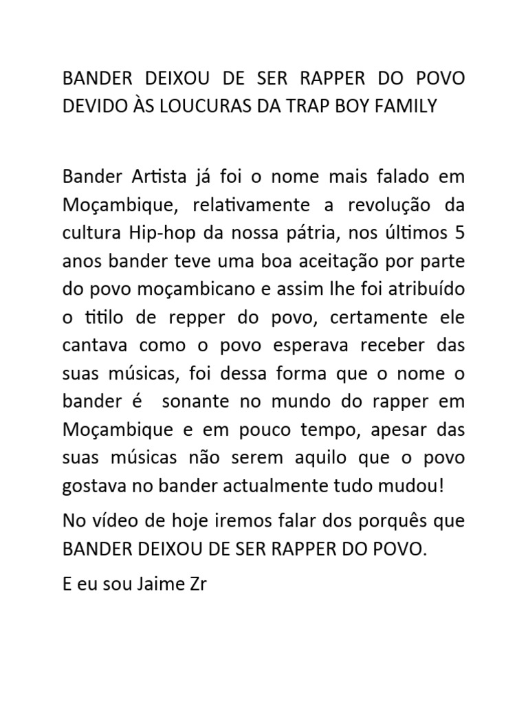 Bander: De Rapper do Povo a Trap | PDF | Rap (gênero musical) | Hip Hop