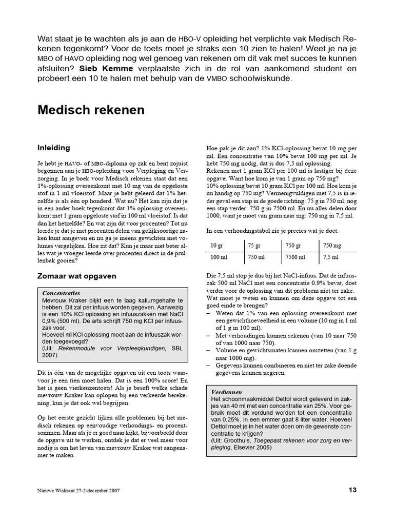 Medisch Rekenen | PDF