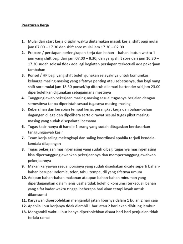 Peraturan Kerja | PDF