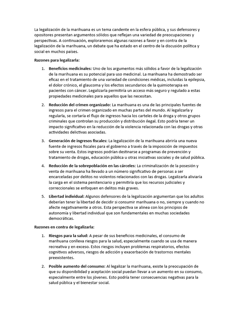 La Legalización De La Marihuana Descargar Gratis Pdf Cannabis