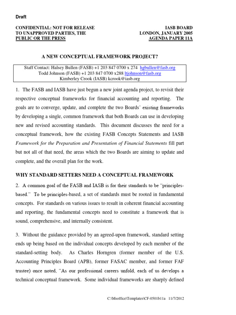 Ap11a A New Conceptual Framework Project Pdf Financial Accounting Standards Board