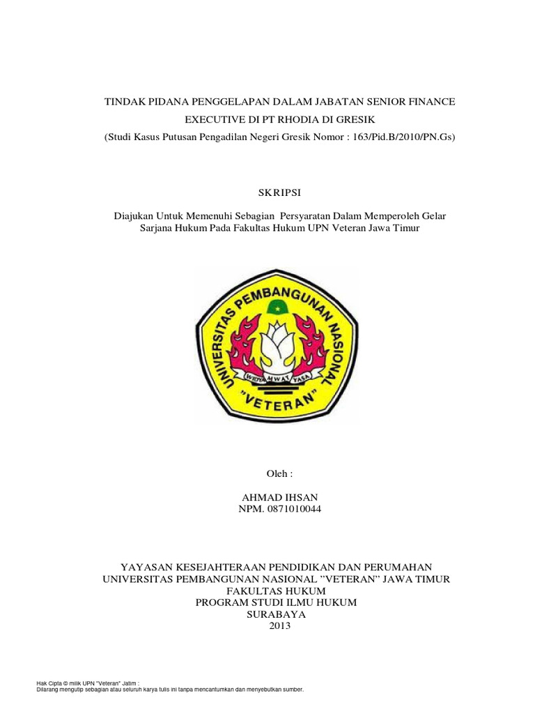 Penggelapan Jabatan Finance di PT Rhodia | PDF