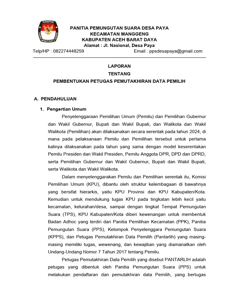 Laporan Pembentukan Pantarlih | PDF | Hukum